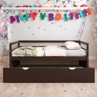 [No Need Box Spring] Twin Size Wood Daybed with Twin Size Trundle - Bed ...